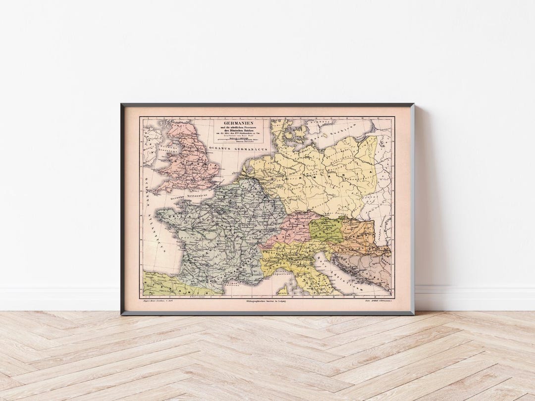 Vintage Poster Map of Germania 11th Century - Etsy