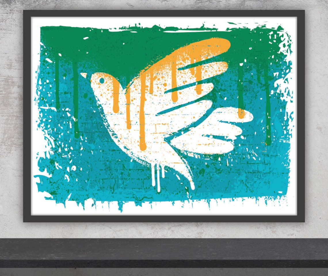 Graffiti Peace Dove Poster Street Art | Etsy