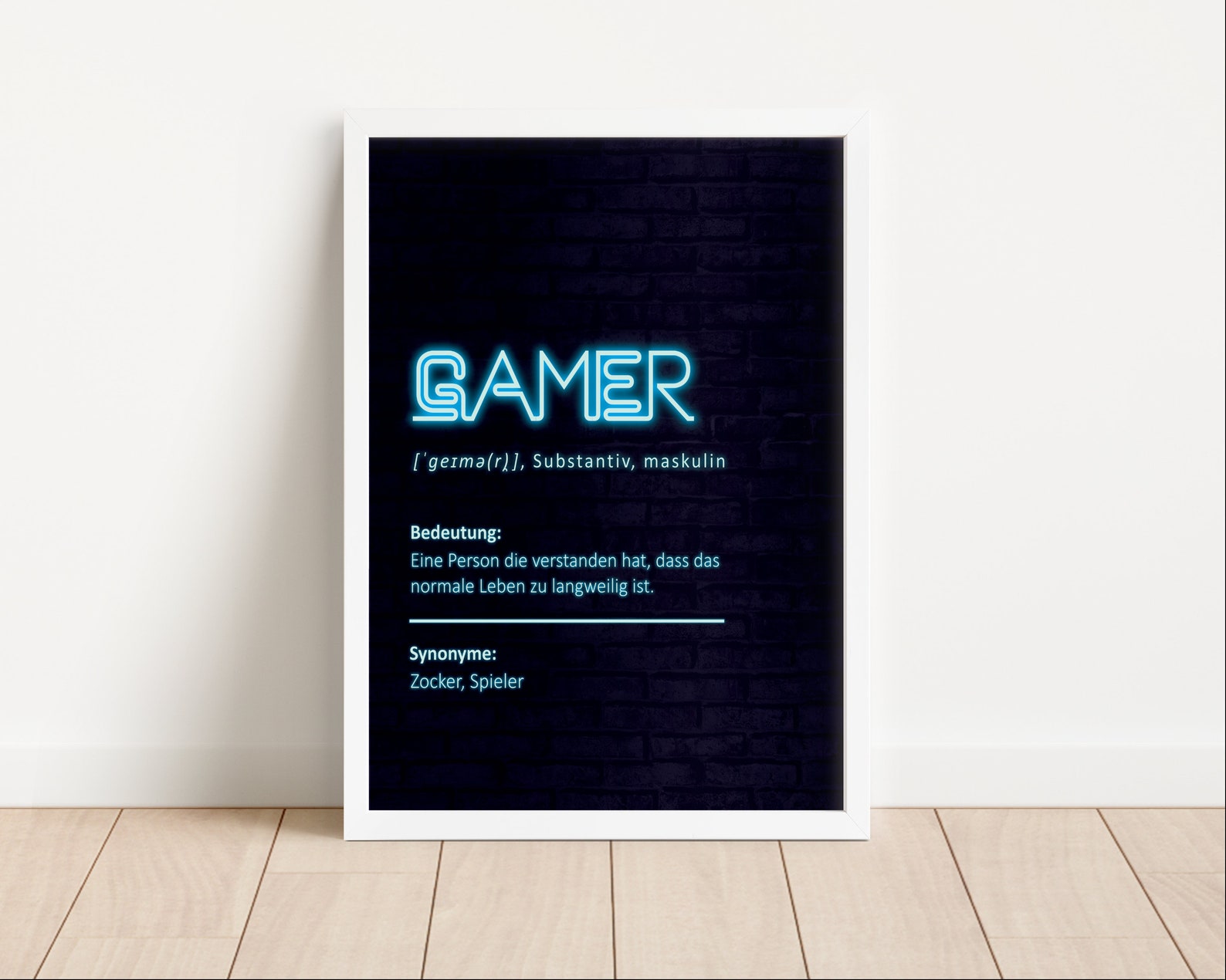 Gamer Definition Poster Neon | Gaming Geschenk deutsch - Etsy.de