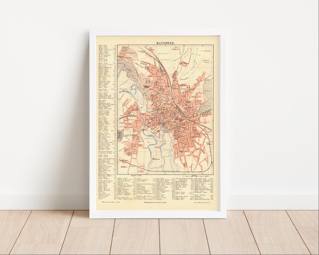 Vintage Poster Map Hanover | City Map 19th Century - Etsy