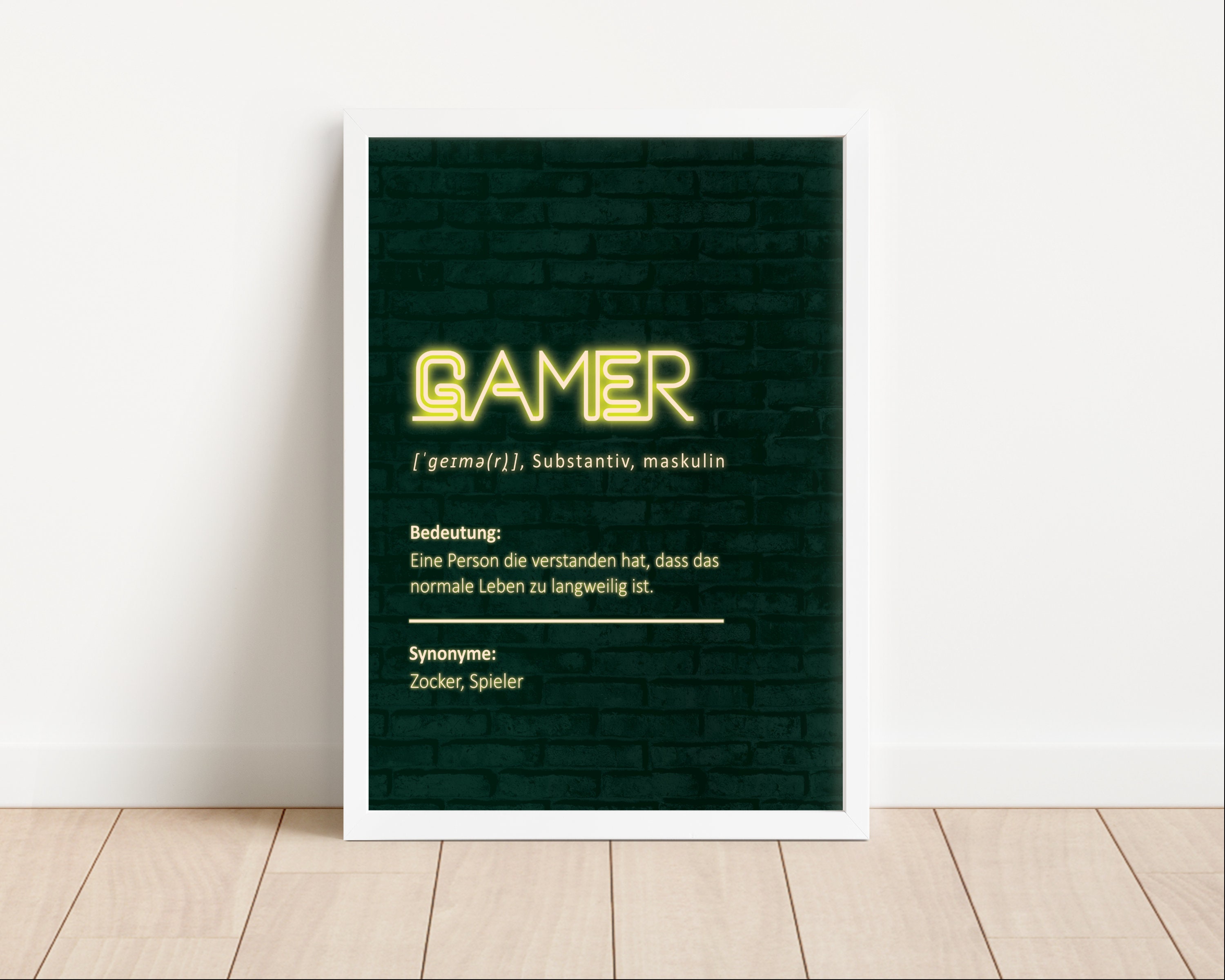 Gamer Definition Poster Neon | Gaming Geschenk deutsch - Etsy.de