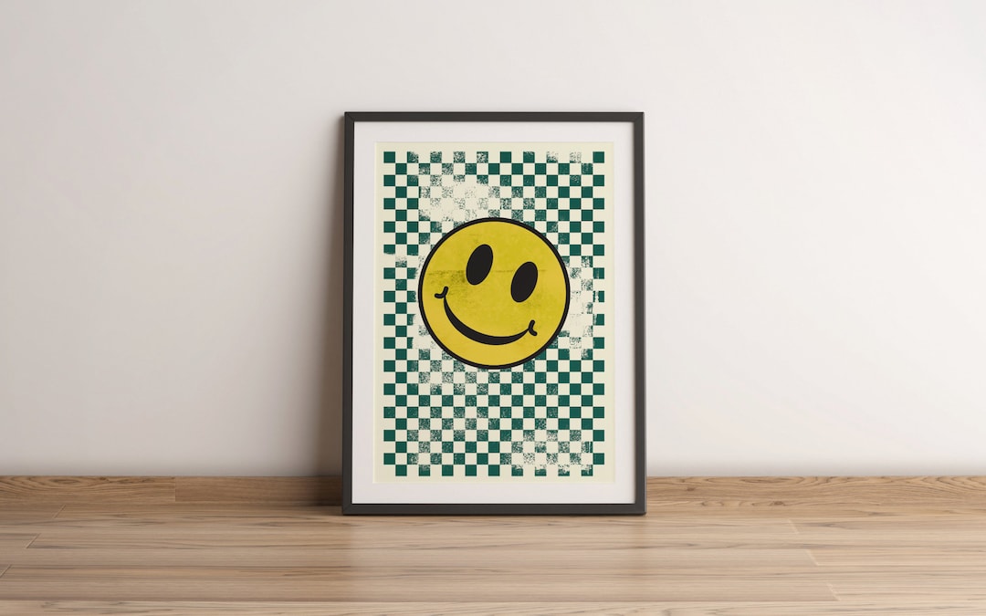Poster Smiley Face | Squares Yellow Green - Etsy
