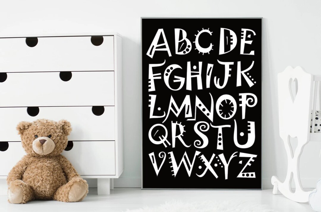 Poster Alphabet Learning Poster ABC Black - Etsy