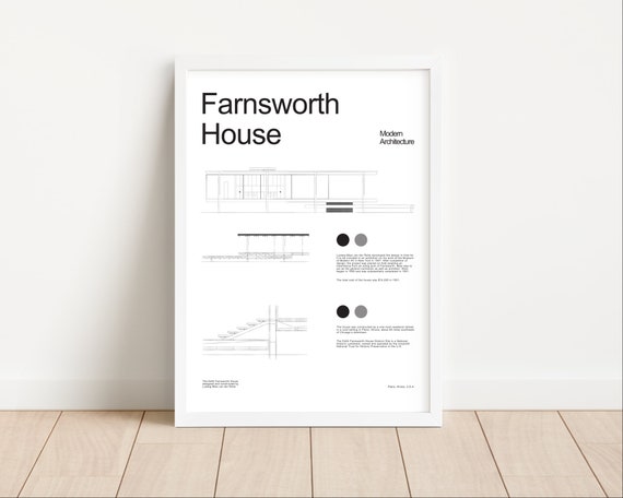 Farnsworth House Poster Architecture - Etsy
