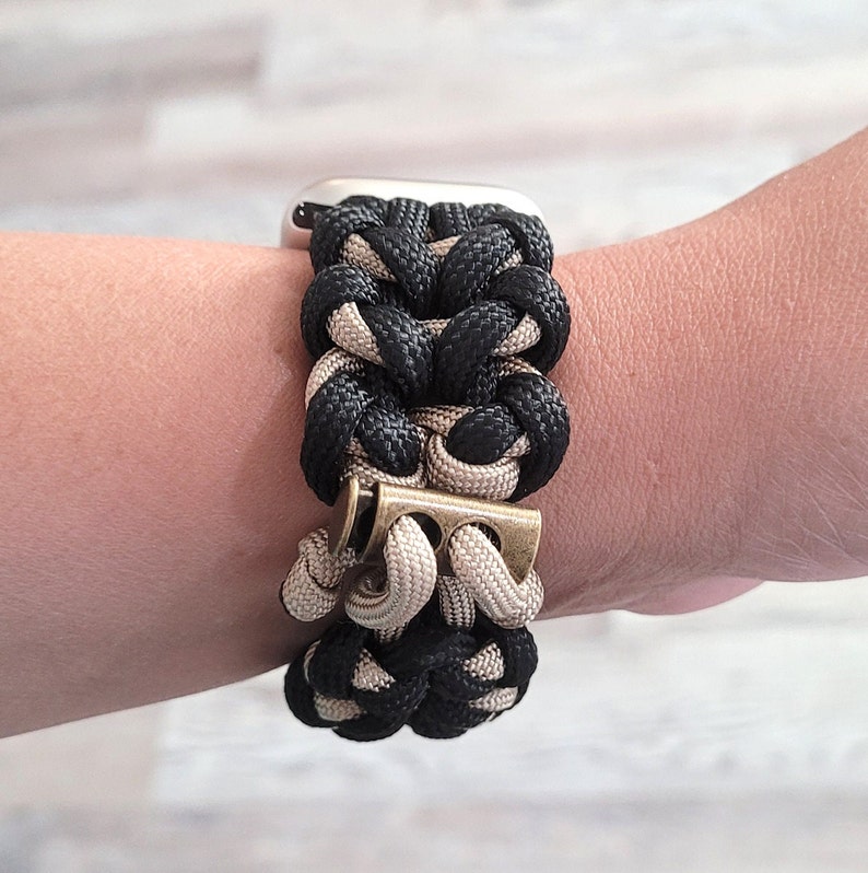 Black and Champagne Paracord Apple Watch Band - Etsy