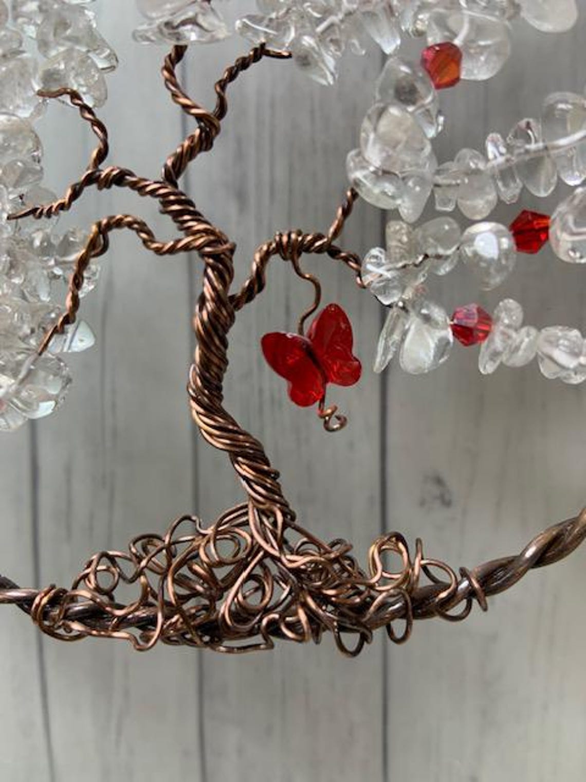 Handmade Tree of Life Suncatchers Wire Weaving With Butterfly Crystal, Grandmother Gift From ...