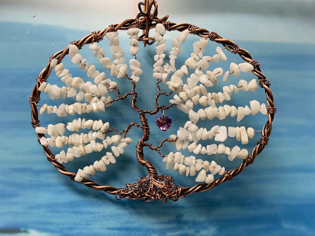 Snow Quartz and Antiqued Copper Suncatcher With Crystal Heart, Wire ...