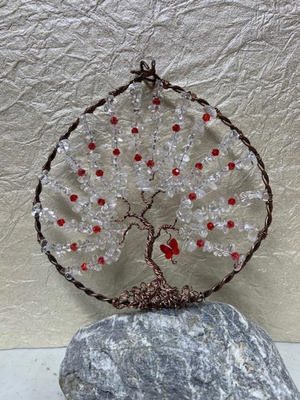 Handmade Tree of Life Suncatchers Wire Weaving With Butterfly Crystal ...
