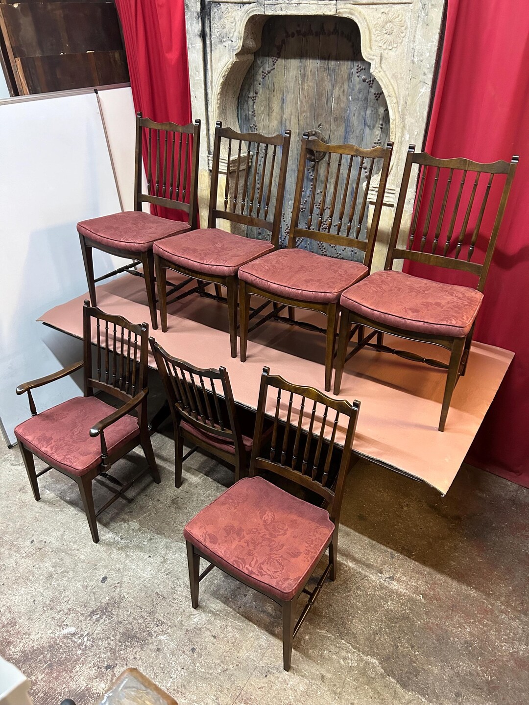 Vintage Mid-century Extending Dining Table With Seven Chairs by Stag ...