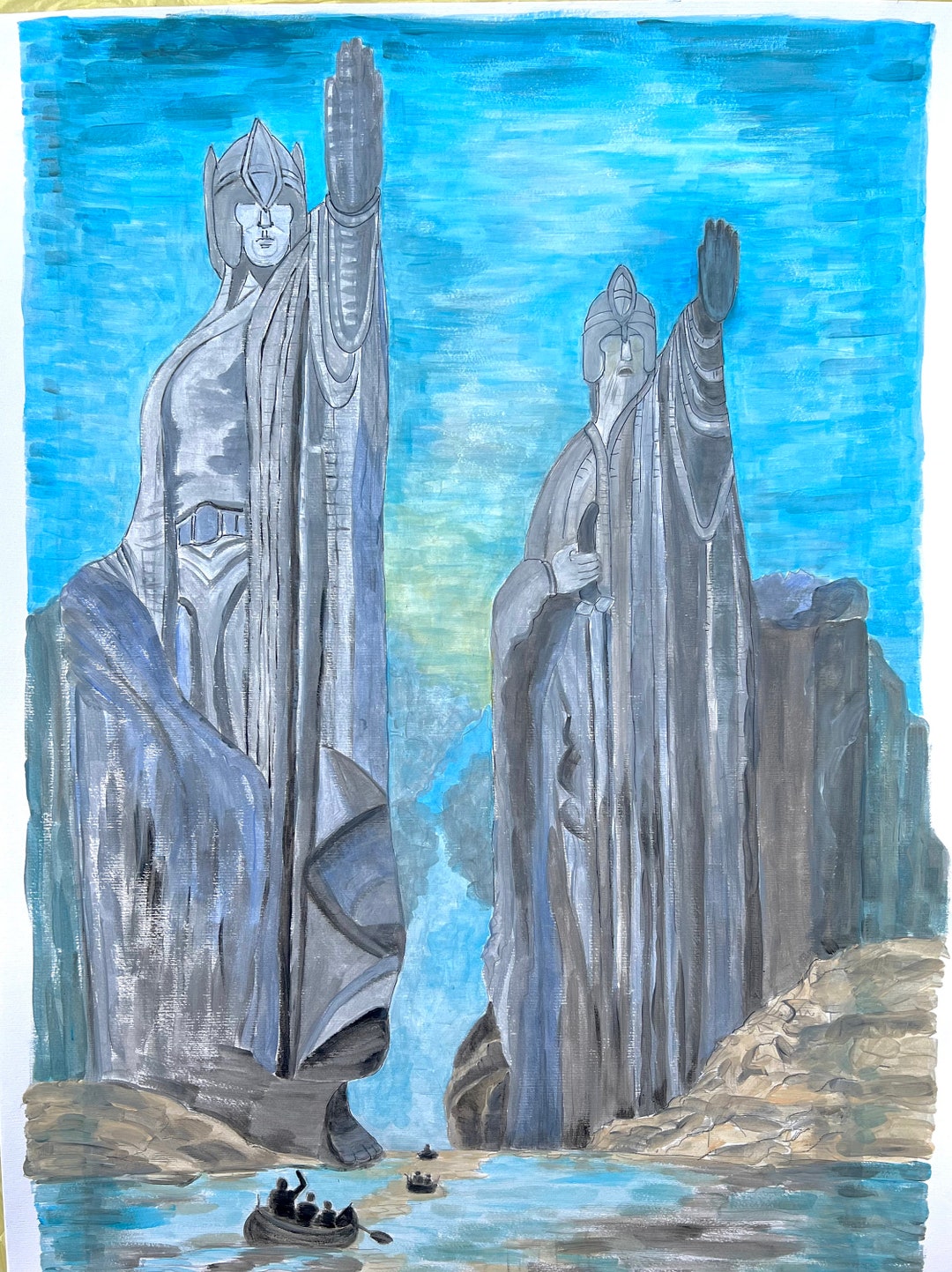 Epic Lord of the Rings Art the Gates of Argonath Scene Painting ...