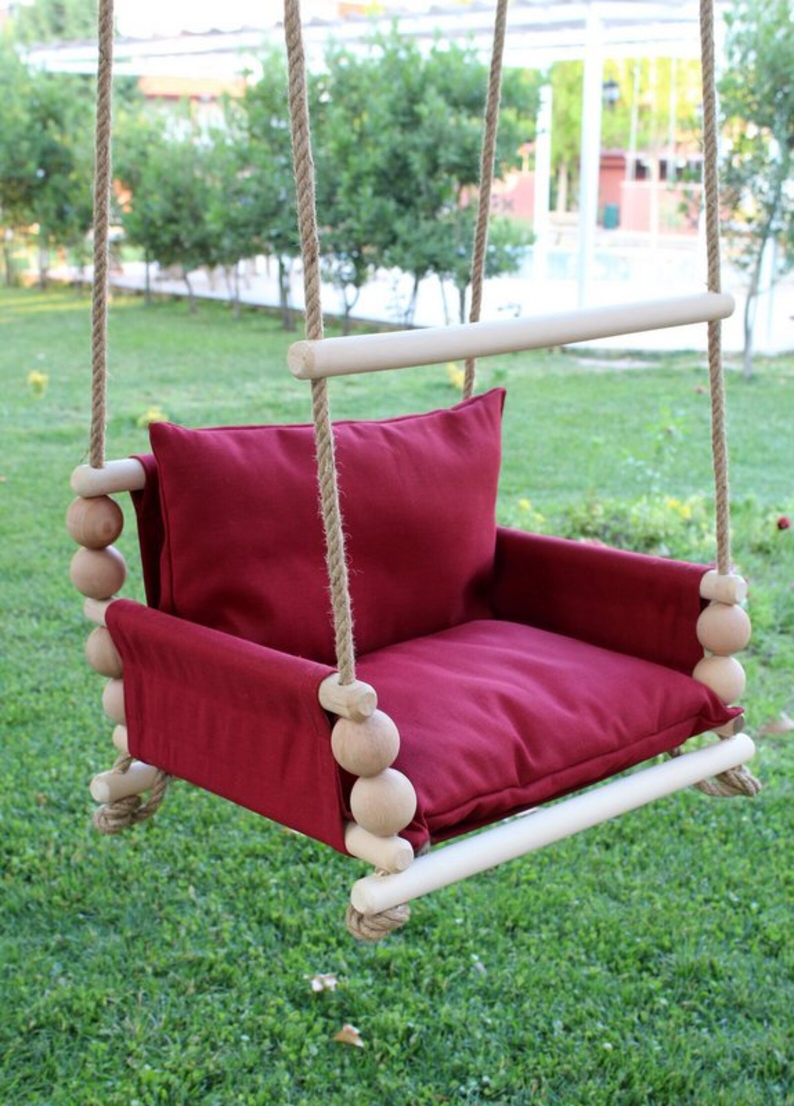 Dea Dia Wooden Swing,dea Dia Baby Burgundy Wooden Swing,swing,outdoor ...