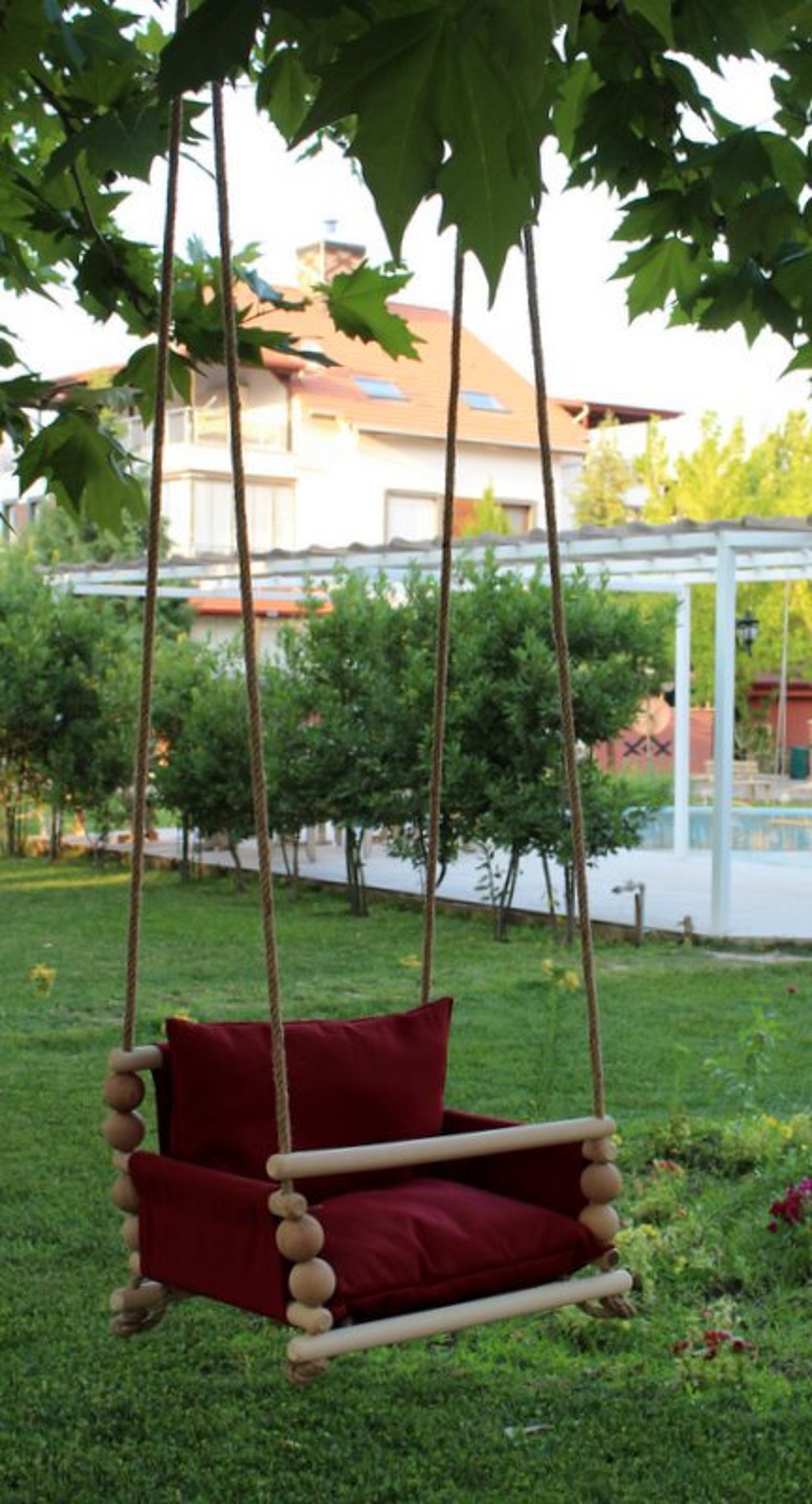 Dea Dia Wooden Swing,dea Dia Baby Burgundy Wooden Swing,swing,outdoor ...