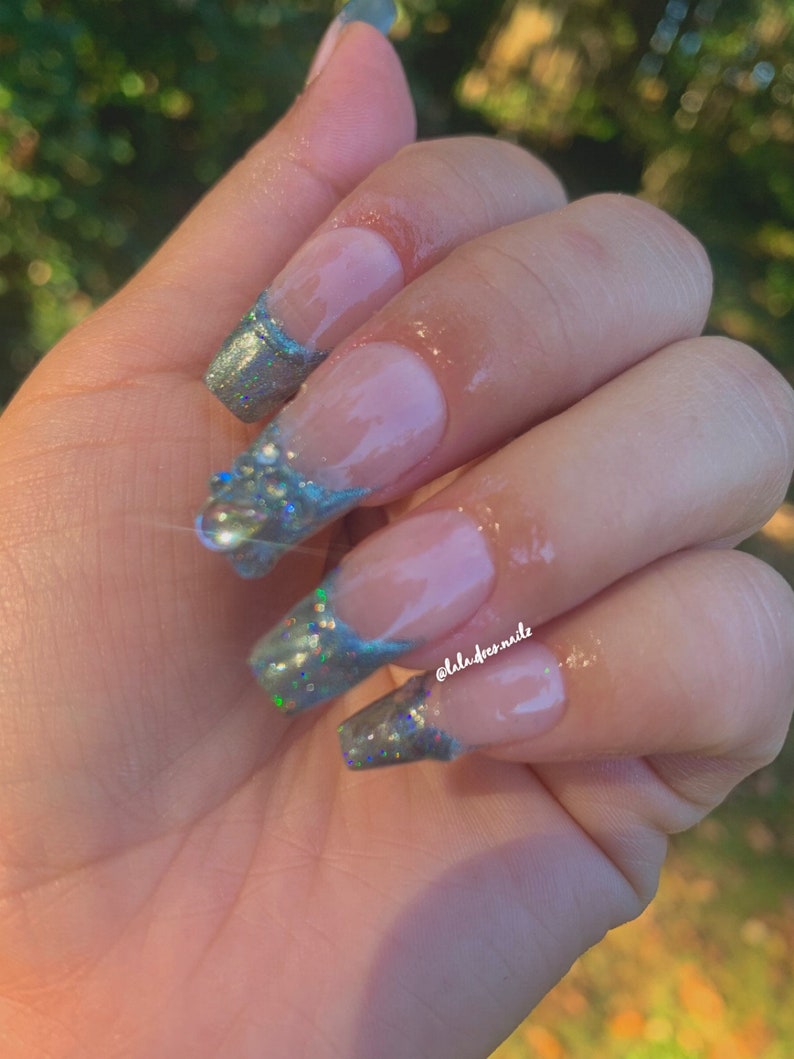 Chrome Tip Nails/ Chrome Nails/ Press on Nails/ Fake Nails/ 3d - Etsy