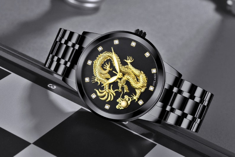 Golden Dragon Watch Gold Steel Dragon Luxury Brand Business - Etsy