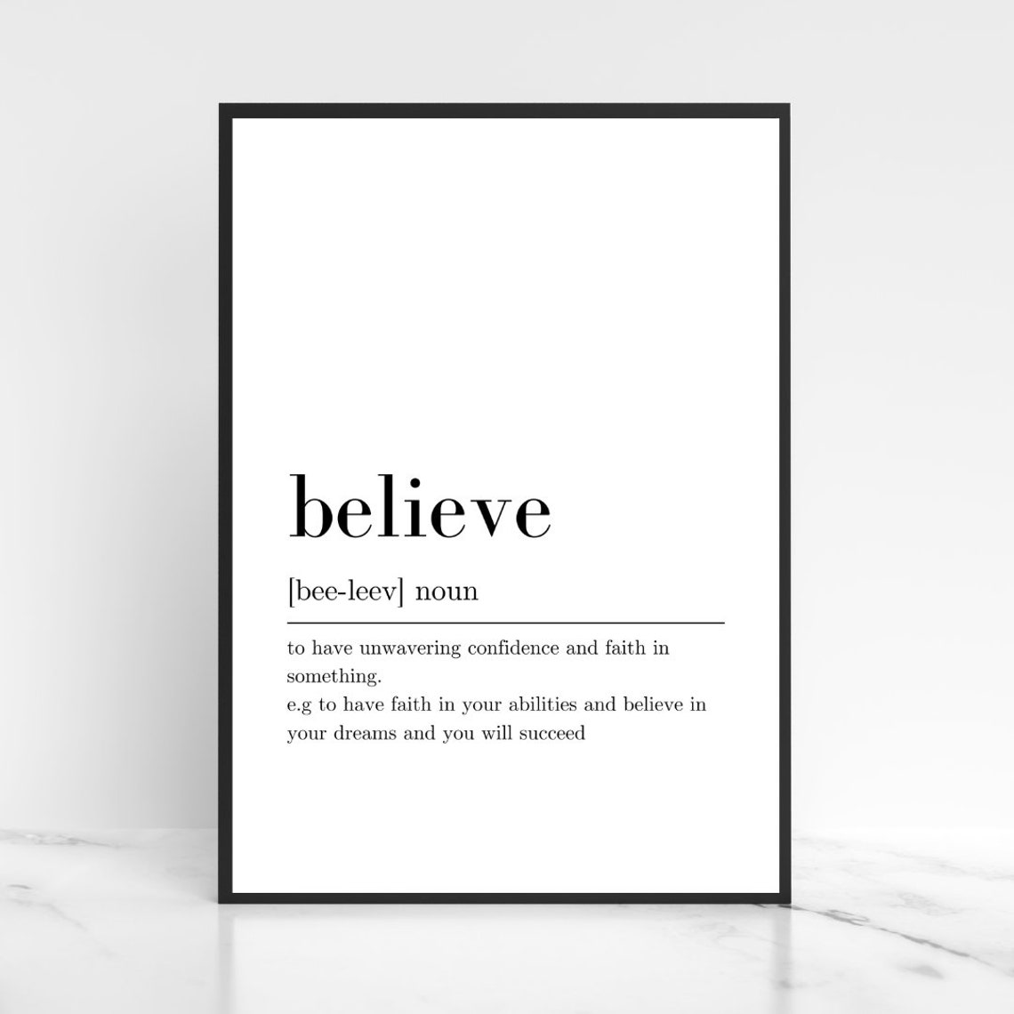 Believe Definition Print, Digital Download, Motivational Poster ...