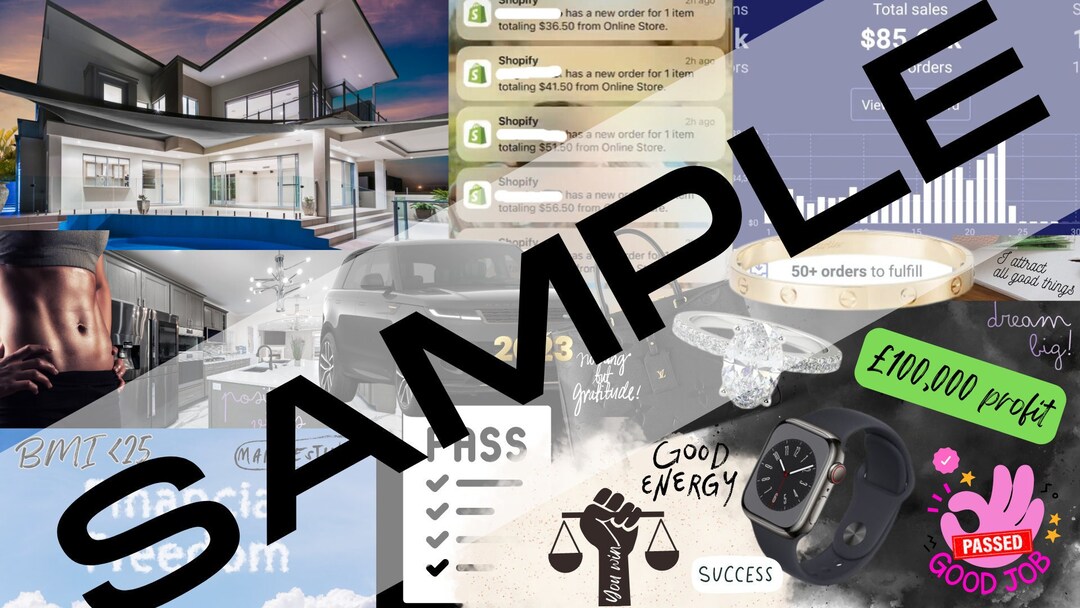 Pre-made Vision Board, Digital Download, Goal Board, Success Board ...