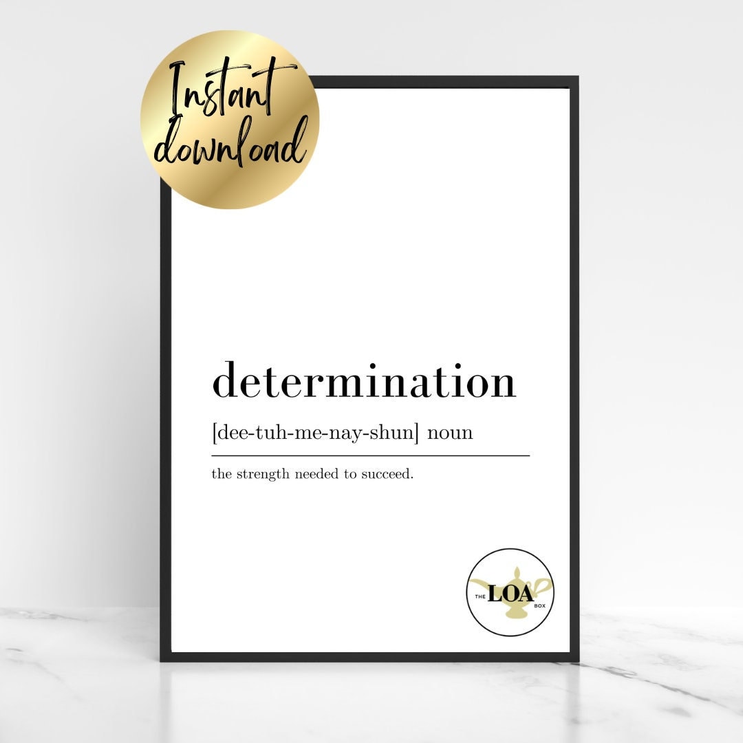 Determination Definition Print, Digital Download, Motivational Poster ...