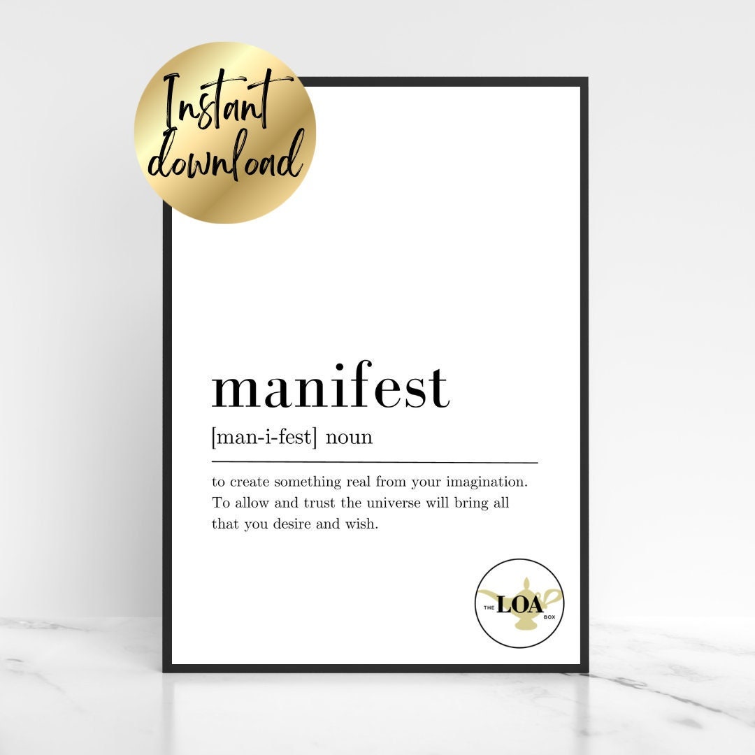 Manifest Definition Print, Motivational Poster, Inspirational Wall Art ...