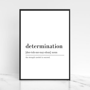 Determination Definition Print, Digital Download, Motivational Poster ...