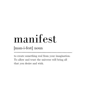 Manifest Definition Print, Motivational Poster, Inspirational Wall Art ...