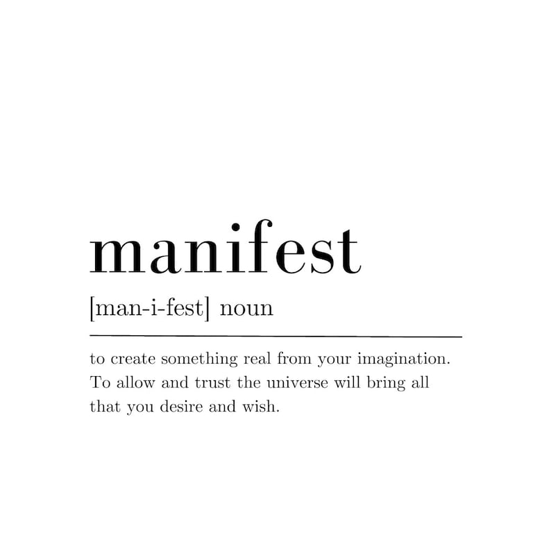 Manifest Definition Print Motivational Poster Inspirational - Etsy