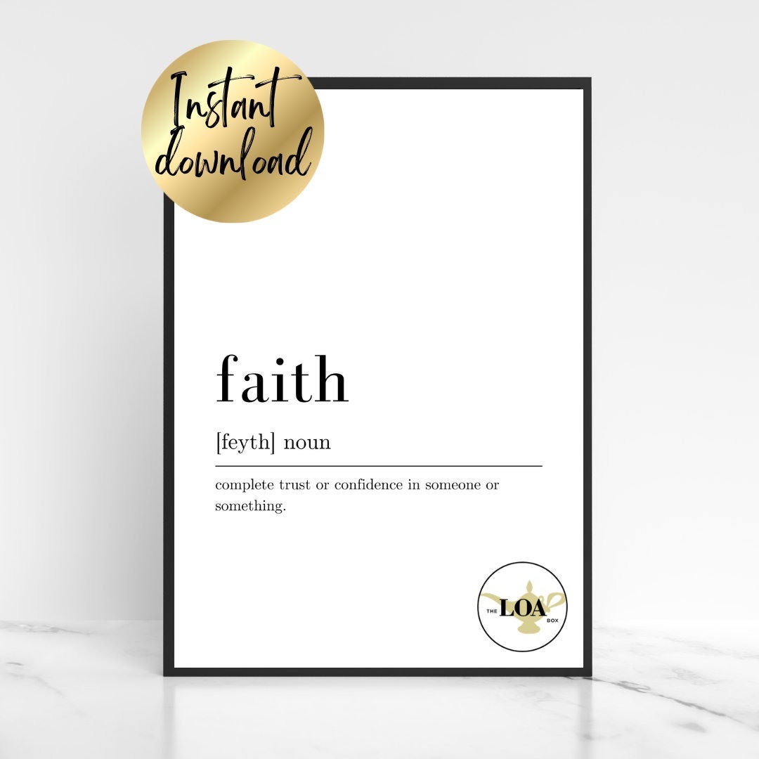 Faith Definition Print, Digital Download, Motivational Poster ...