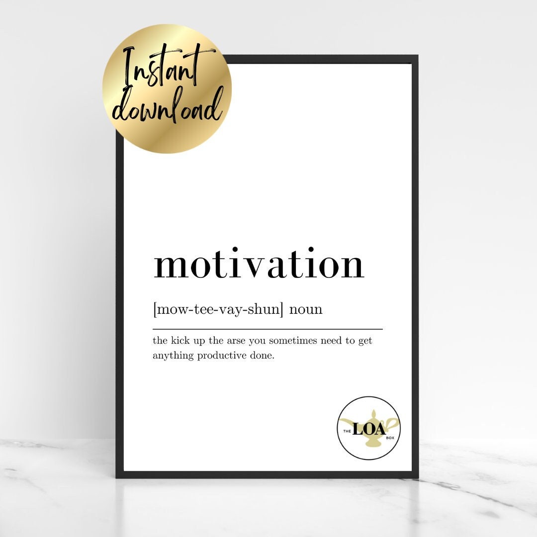 Motivation Definition Print, Digital Download, Motivational Poster ...