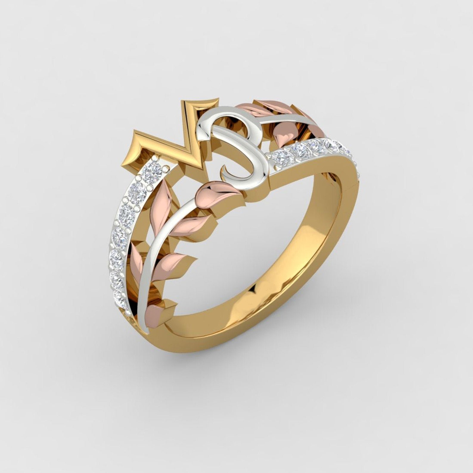 V P Letters Initial Name Alphabet Rings Neutral VS1 Genuine | Etsy