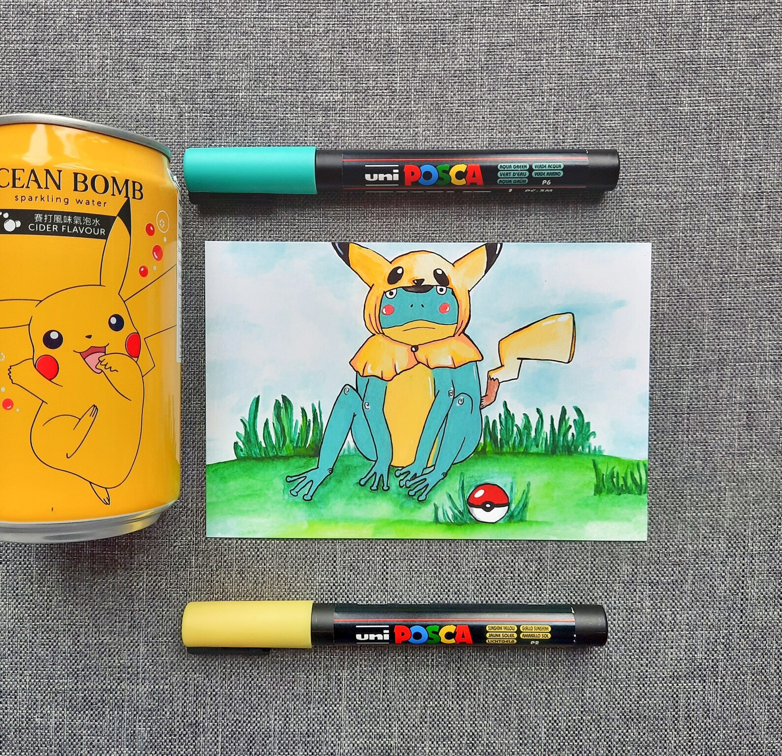 Pokemon Pikachu Frog Posca Aquarelle Imprimer | Etsy