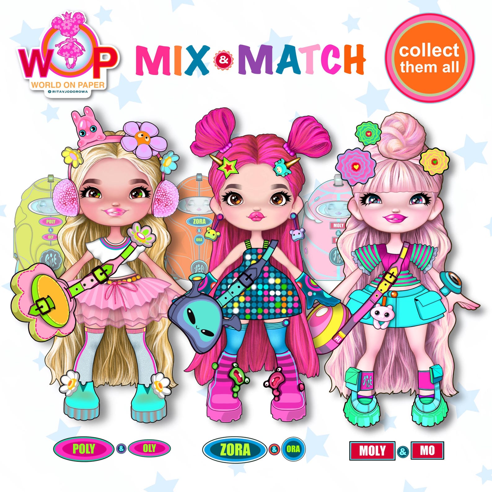 Printable DIY Paper TOY. Sci-fi Zora & Ora Spaceship. Dress up Paper ...