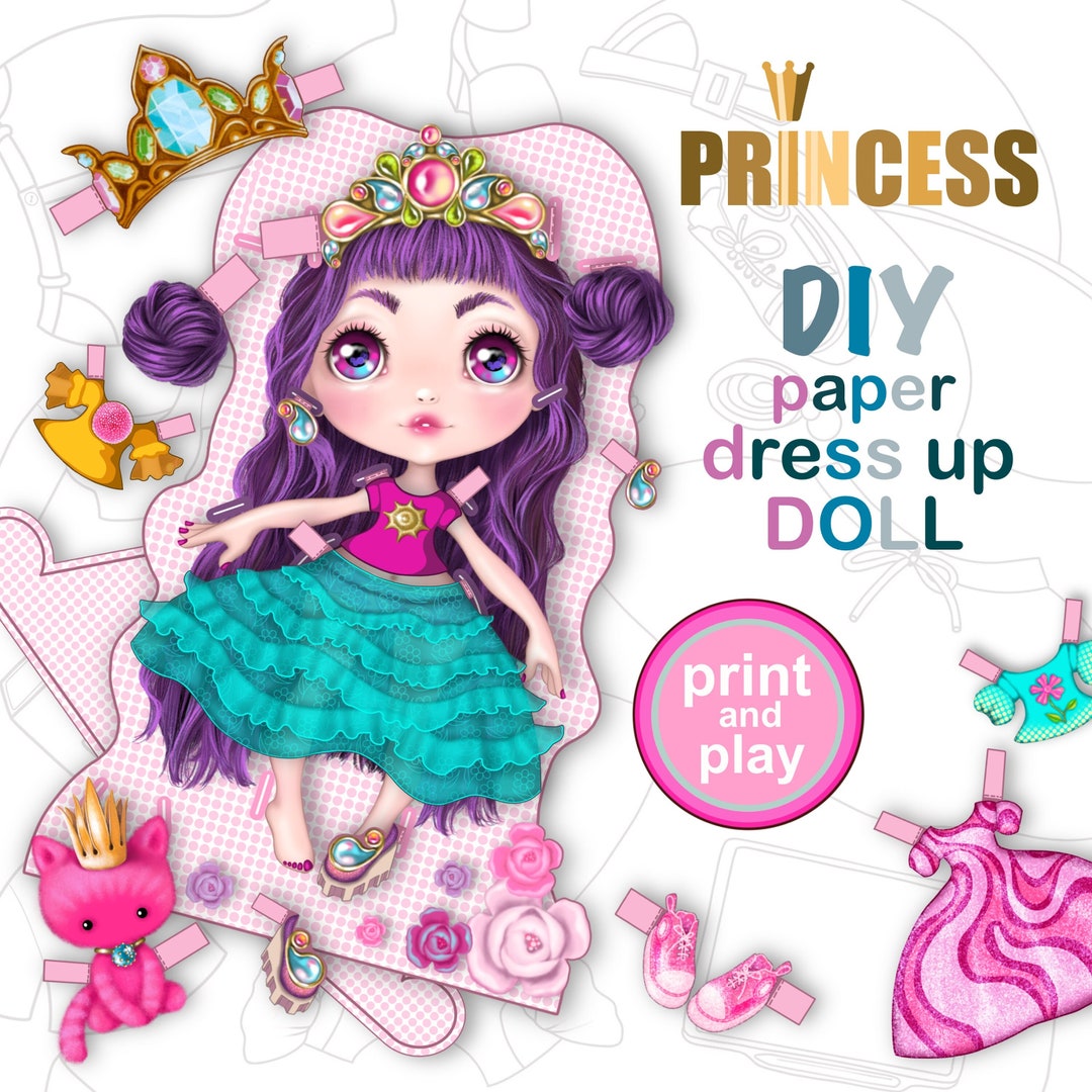 2x A4 Princess Printable Paper Dress up Doll - Etsy