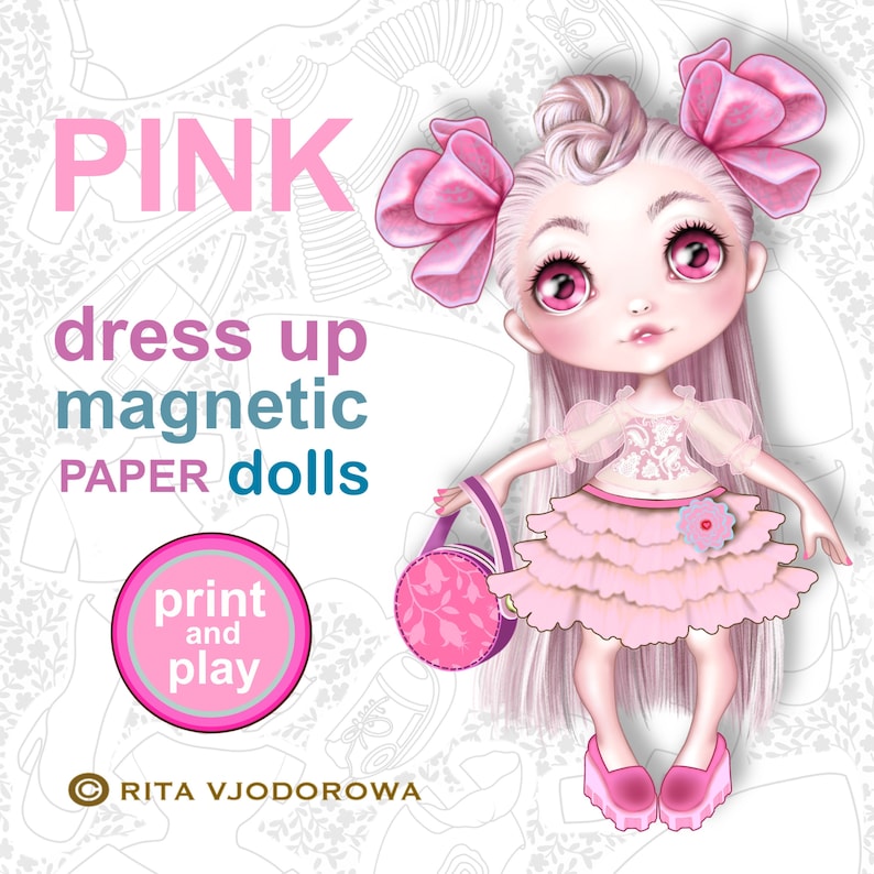 A4 PDF Printable Magnetic Paper Dress up Dolls. PINK - Etsy