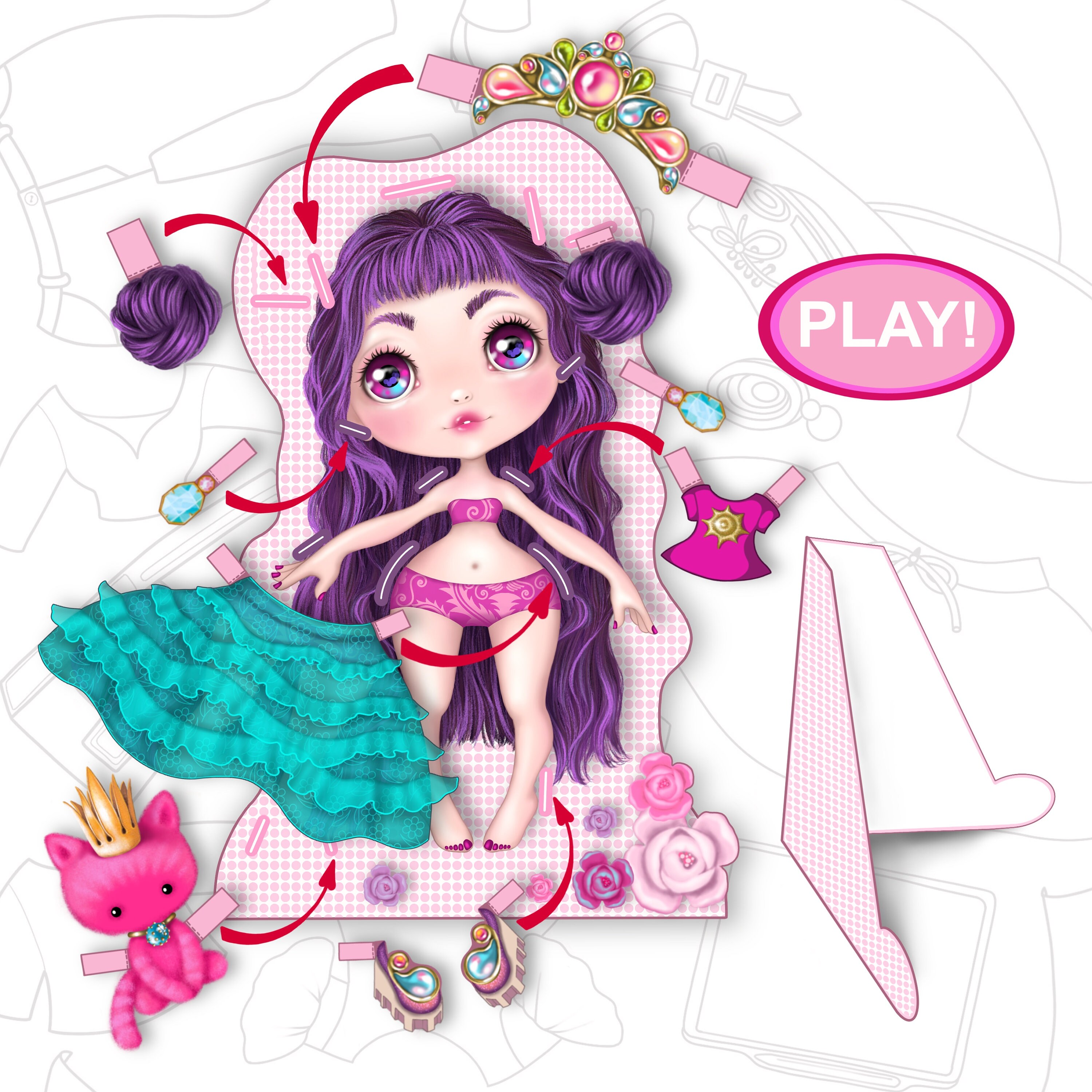 2x A4 Princess Printable Paper Dress up Doll - Etsy