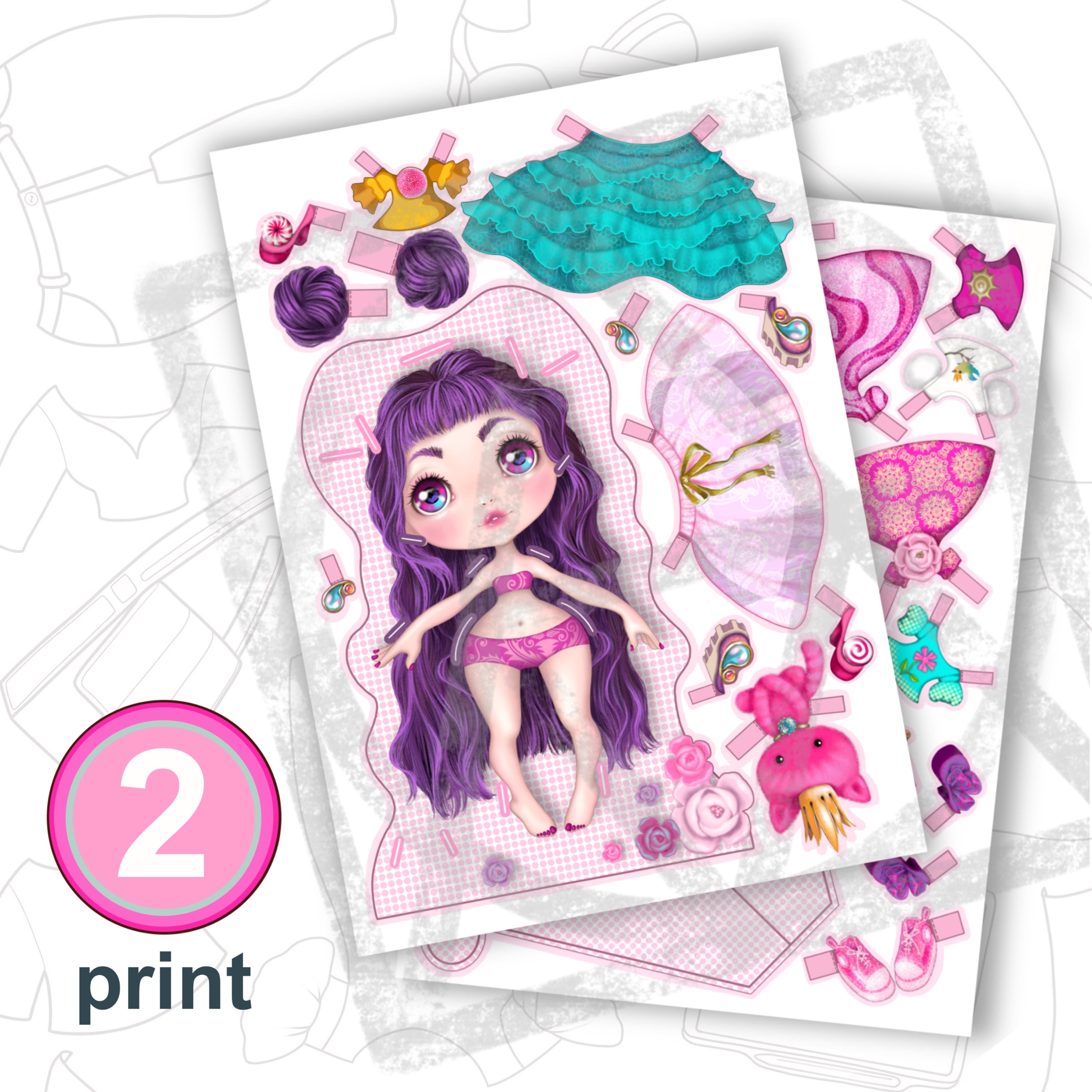 2x A4 Princess Printable Paper Dress up Doll - Etsy