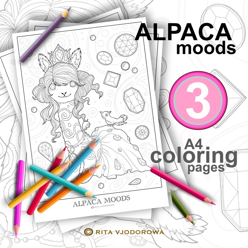 3x A4 PDF Printable Coloring Pages. Fashionista. Princess. - Etsy