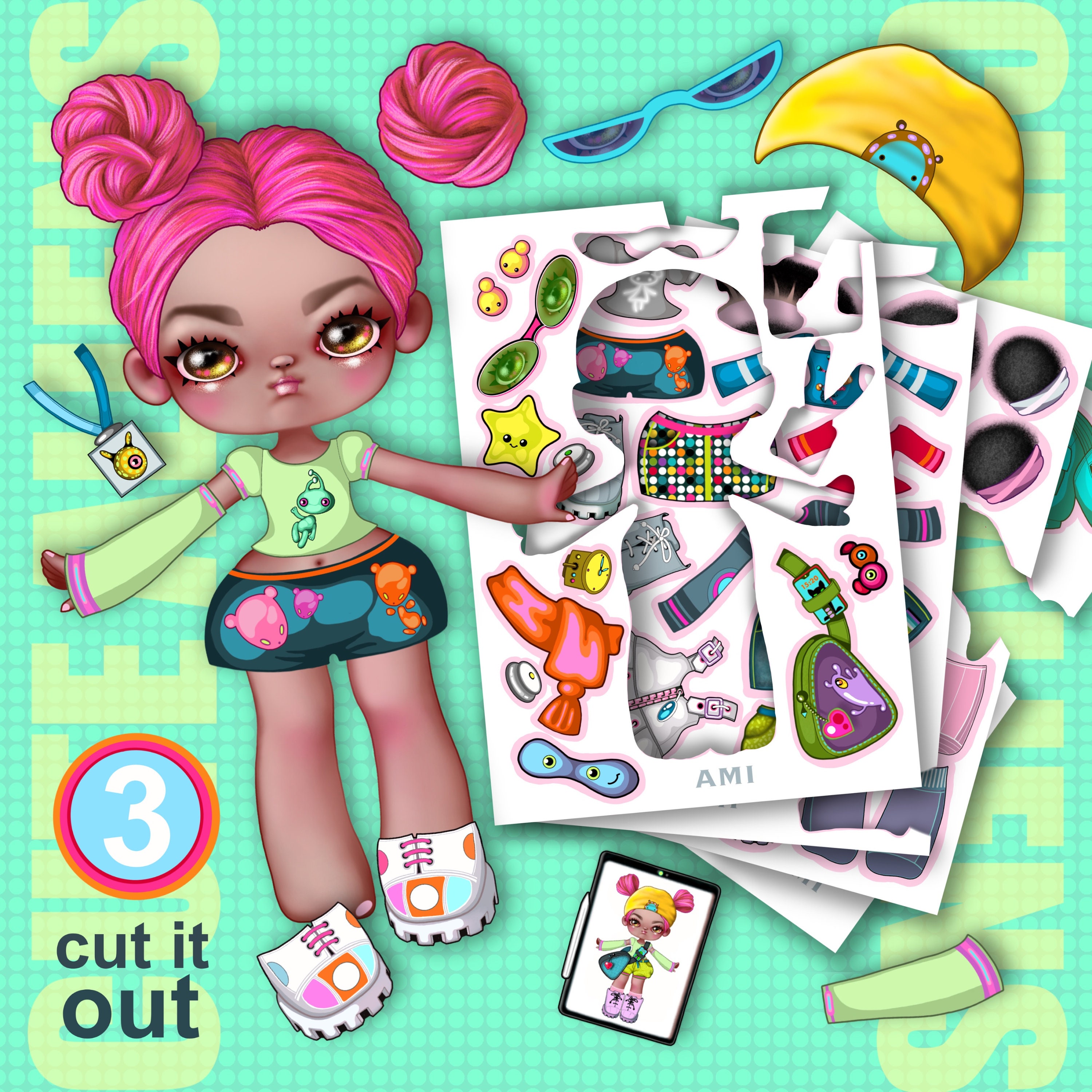 4x A4 Printable Magnetic Paper POP-MART Dress up Doll AMI - Etsy