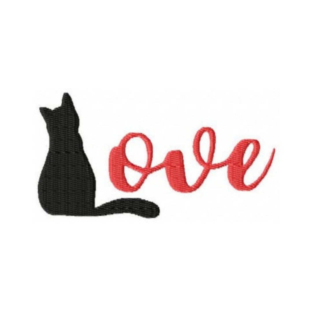 Love Cat Embroidery Design - Instant Download - Machine Embroidery ...
