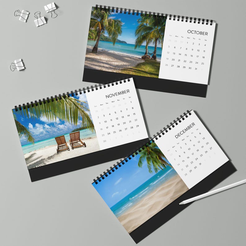 Beaches Desktop Calendar (2025 Grid) Beach - Etsy