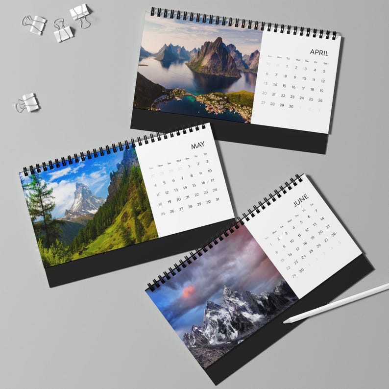 Mountains Desktop Calendar 2025 Grid Mountain - Etsy