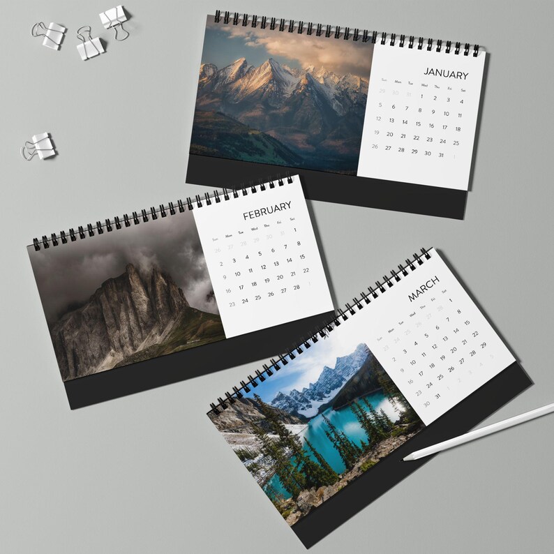 Mountains Desktop Calendar 2025 Grid Mountain - Etsy