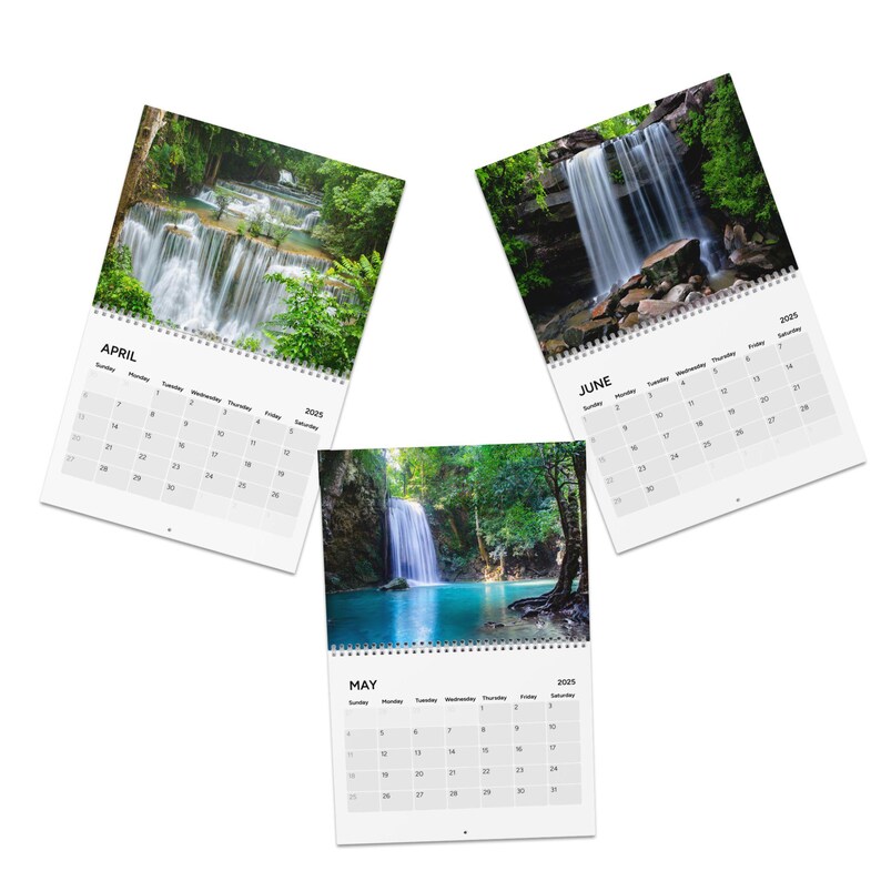 Waterfall Pictures Wall Calendar 2025 Shaded Dates Waterfalls - Etsy