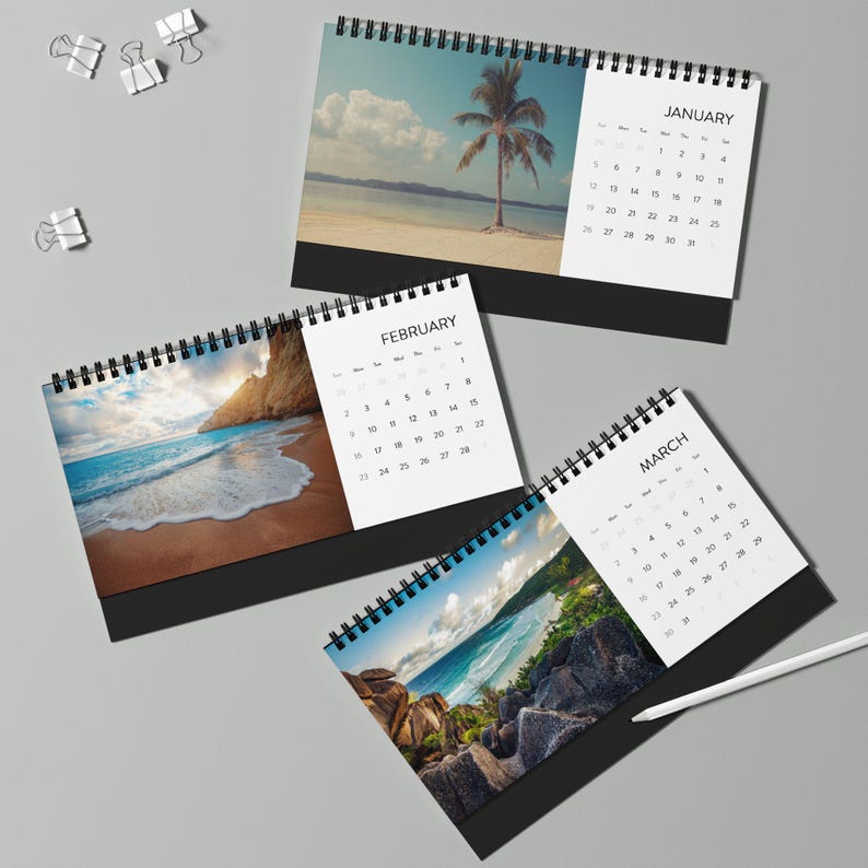 Beaches Desktop Calendar (2025 Grid) Beach - Etsy