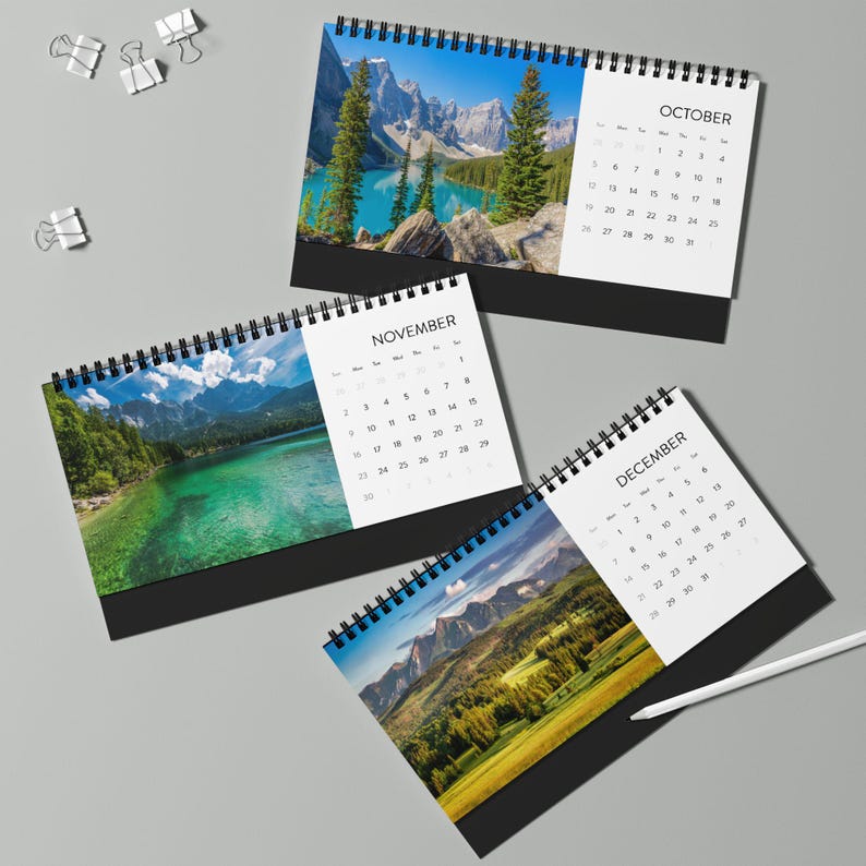 Mountains Desktop Calendar 2025 Grid Mountain - Etsy