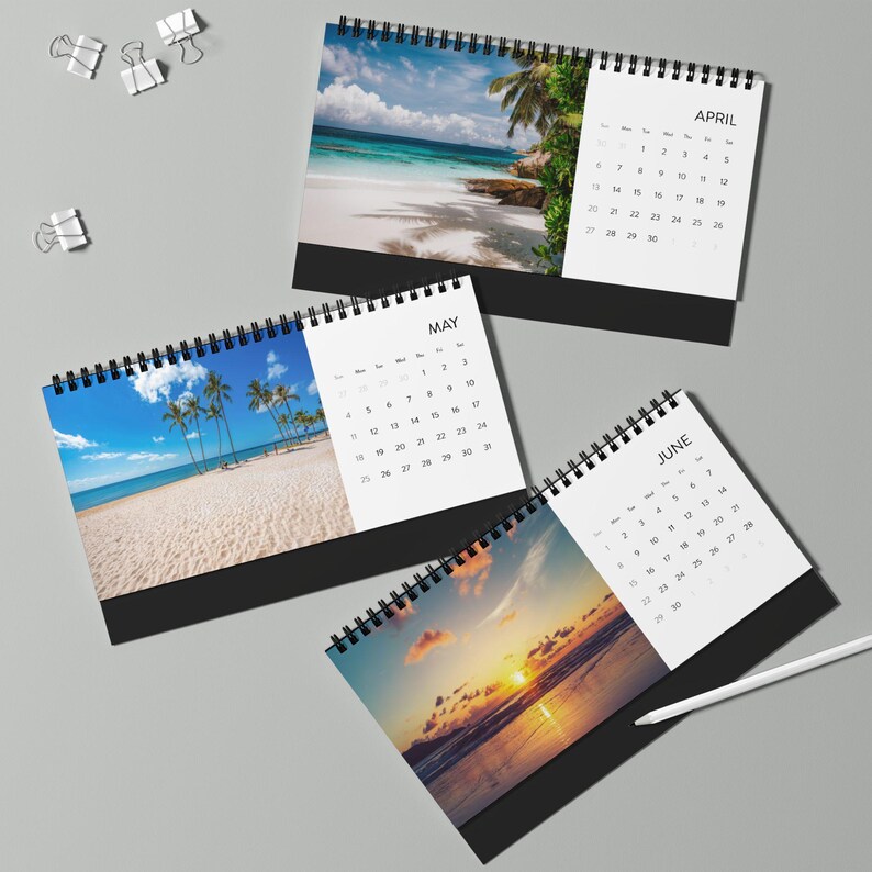 Beaches Desktop Calendar (2025 Grid) Beach - Etsy