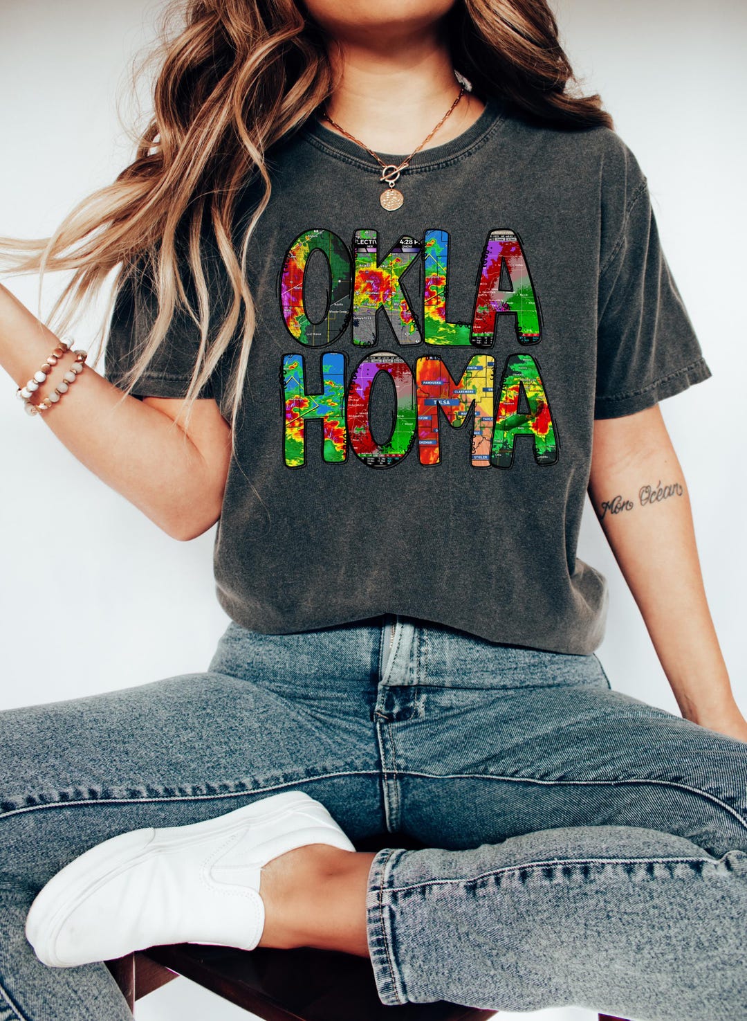 Oklahoma Storm Map Shirt, Bleached Shirt, Oklahoma Weather,oklahoma ...