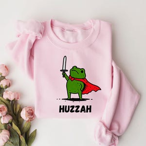 Huzzah Frog With Sword Medieval Frog Sweatshirt, Funny Frog Hoodie ...