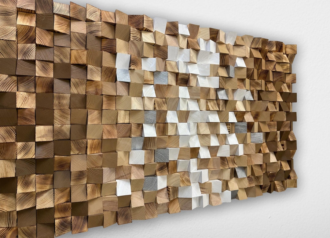 Texture Wood Wall Art, Statement Wall Art, 3d Mosaic Artwork ...