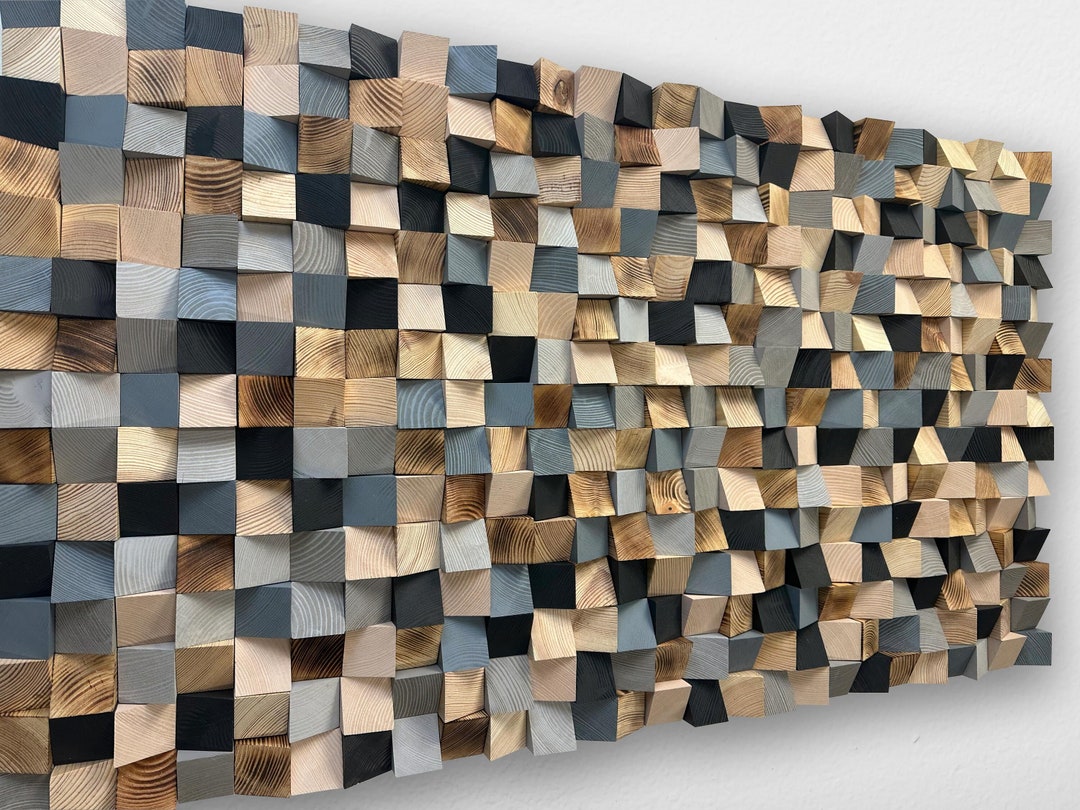 Wood Wall Art Large Size, Wooden Wall Decor Modern Rustic Piece ...