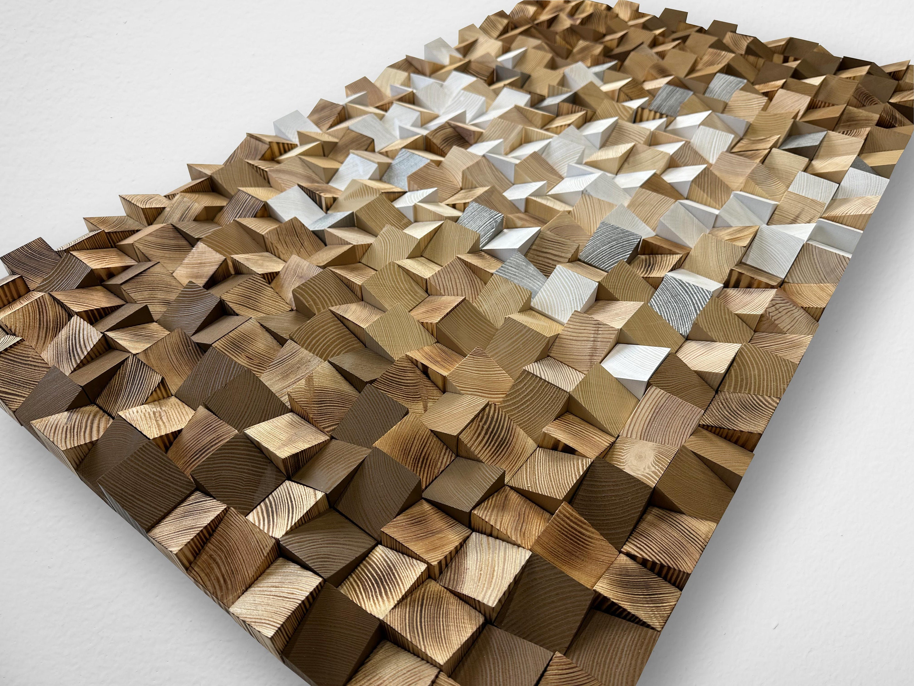 Texture Wood Wall Art, Statement Wall Art, 3d Mosaic Artwork ...