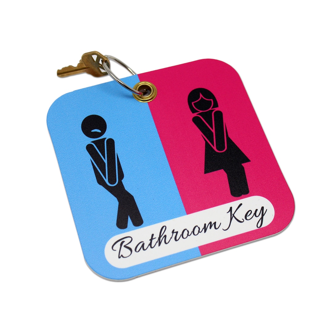 Funny Bathroom Pass | Unisex Restroom Key Tag Holder With Keychain Ring ...